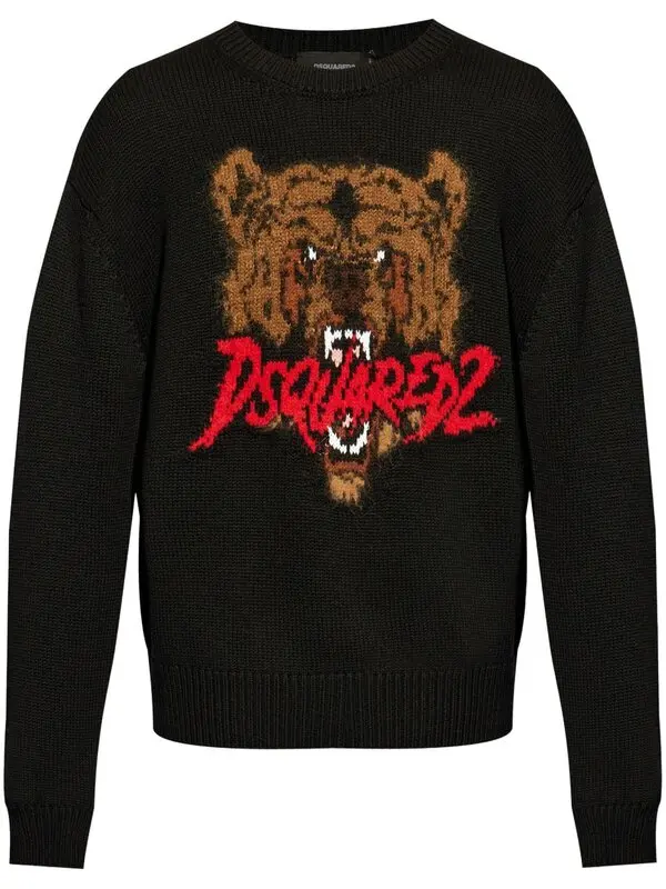 Dsquared2 Intarsia Knit Logo Wool-blend Jumper