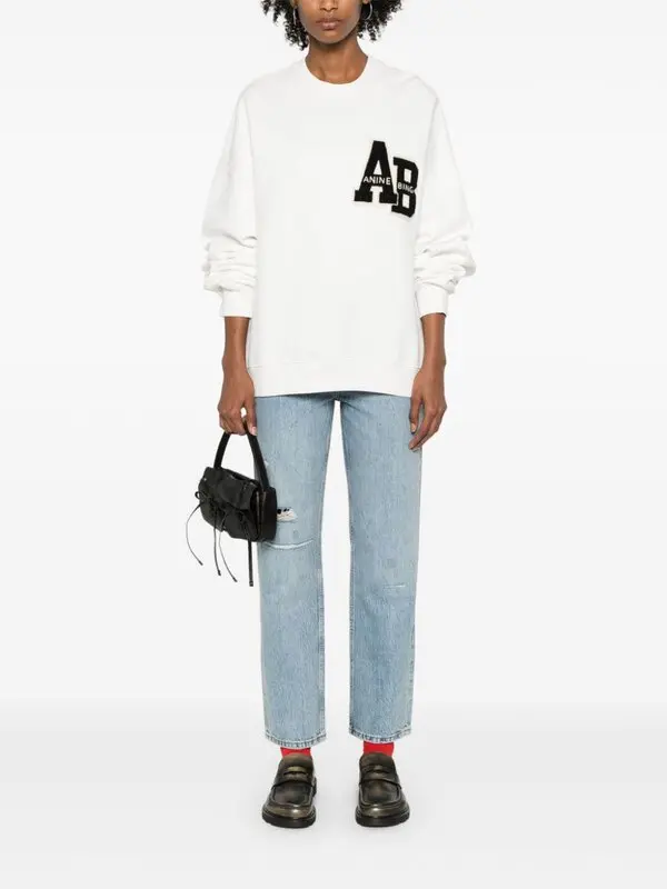 ANINE BING Miles Logo-patch Sweatshirt - White