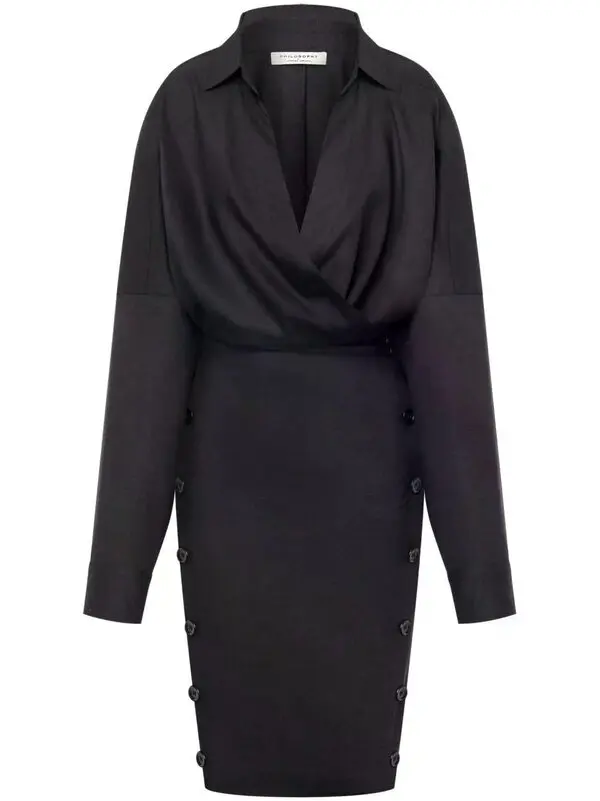 Philosophy Di Lorenzo Serafini Long-sleeved Wrap Dress - Black
