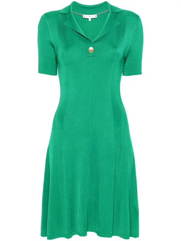 Tommy Hilfiger Ribbed Knit Midi Dress - Green | Editorialist