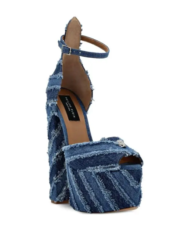 Philipp Plein 120mm Denim Platform Pumps