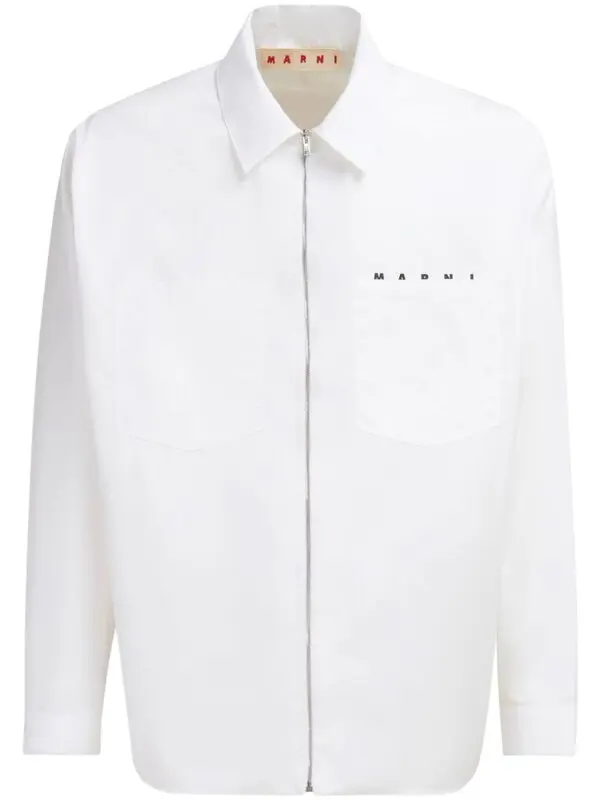 Marni Logo-print Zip-up Shirt - White