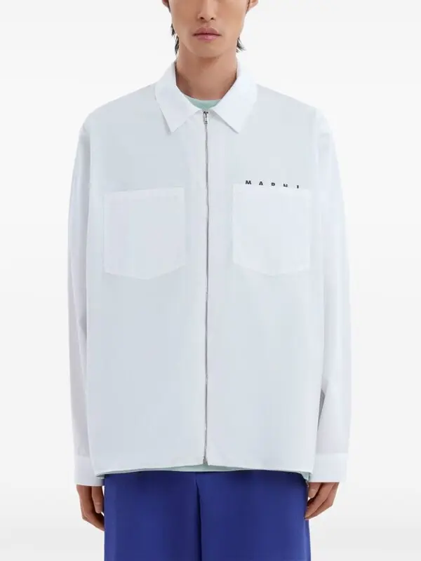 Marni Logo-print Zip-up Shirt - White