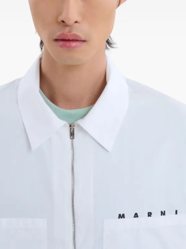 Marni Logo-print Zip-up Shirt - White