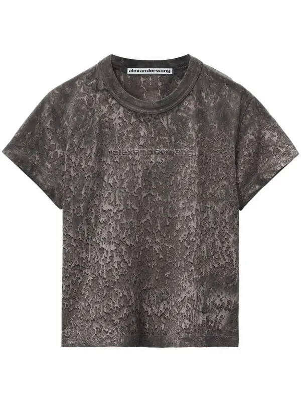 Alexander Wang Splatter-wash Cotton T-shirt - Grey