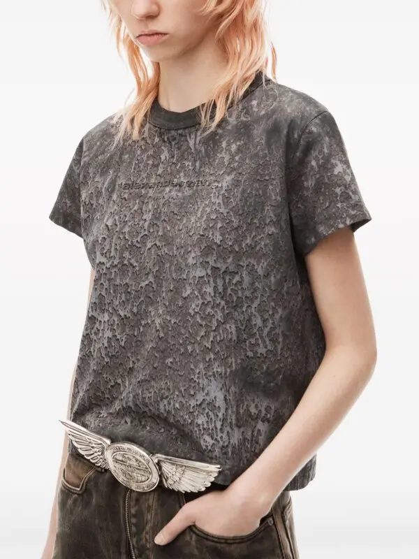 Alexander Wang Splatter-wash Cotton T-shirt - Grey
