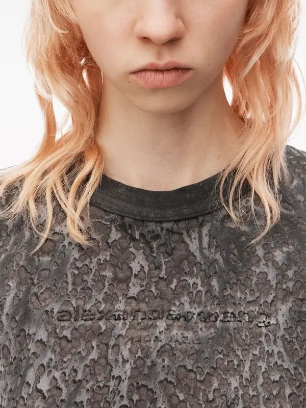 Alexander Wang Splatter-wash Cotton T-shirt - Grey