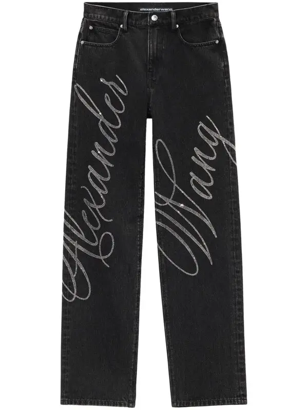 Alexander Wang Ez Logo-embellished Jeans - Grey