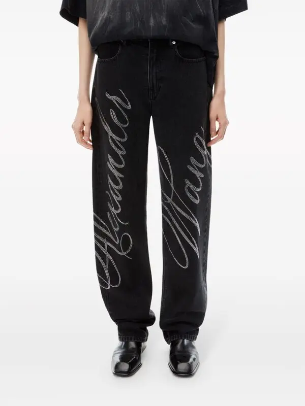 Alexander Wang Ez Logo-embellished Jeans - Grey