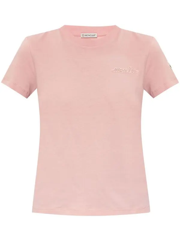 Moncler Logo-patch Cotton T-shirt - Pink
