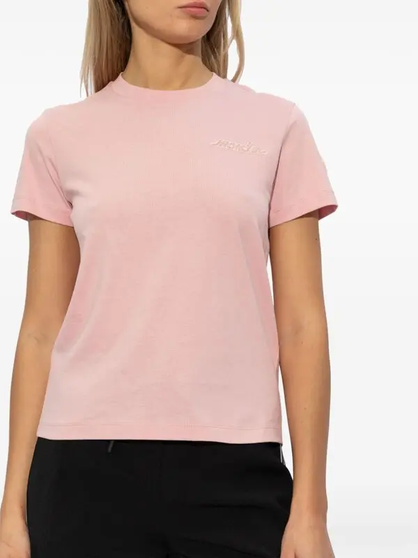 Moncler Logo-Patch Cotton T-Shirt - Pink | Editorialist