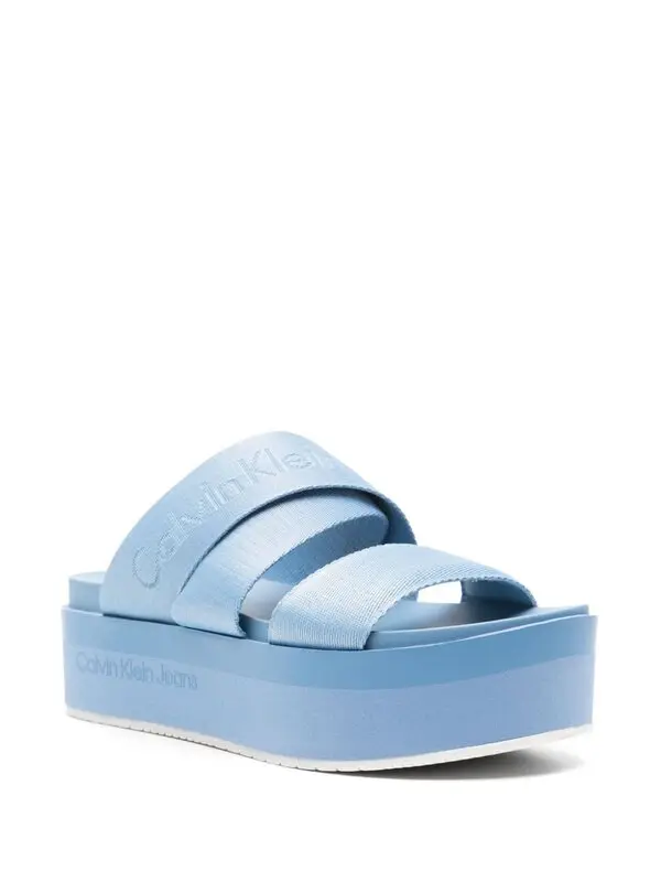 Calvin Klein Logo Flatform Sandals - Blue
