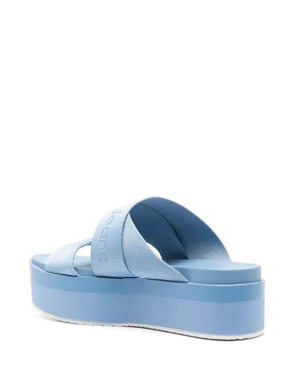 Calvin Klein Logo Flatform Sandals - Blue