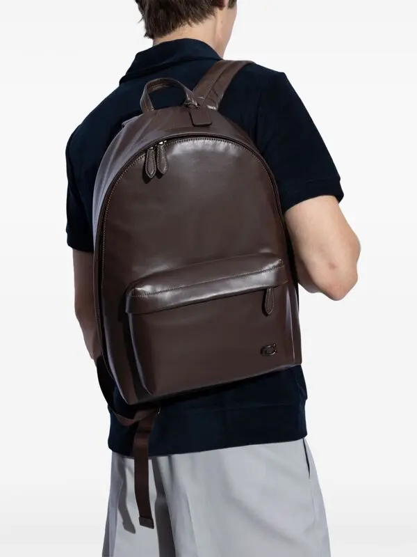 Coach Hall Logo-Plaque Leather Backpack - Brown | Editorialist