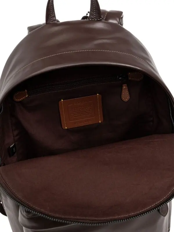 Coach Hall Logo-Plaque Leather Backpack - Brown | Editorialist