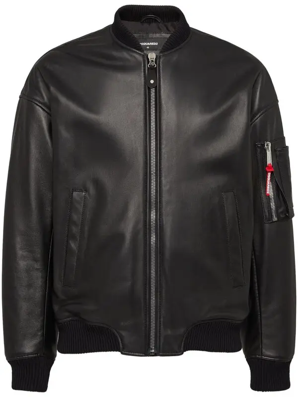 Dsquared2 Leather Bomber Jacket