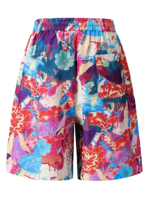 Shanghai Tang X Jacky Tsai Graphic-print Silk Blend Track Shorts
