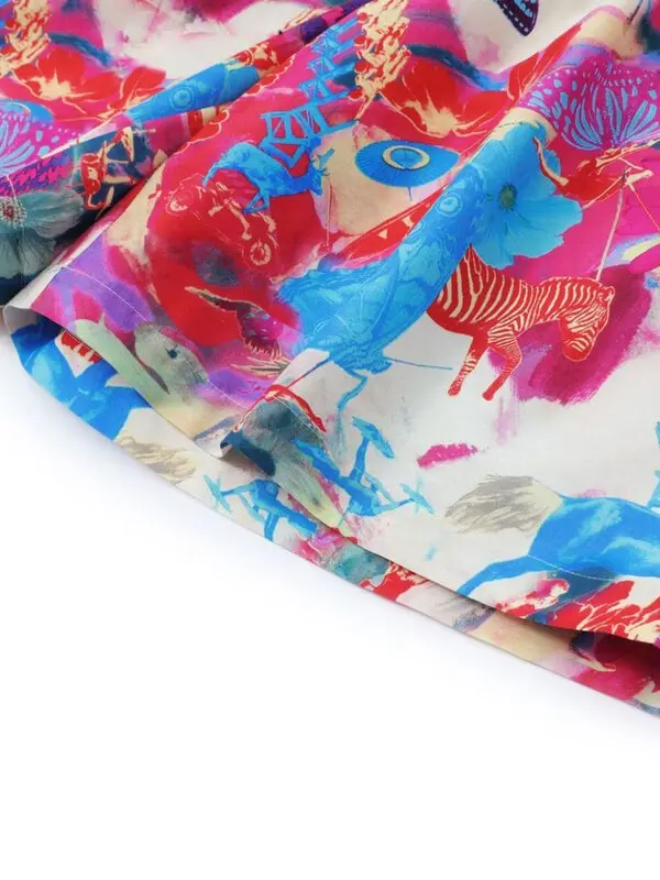 Shanghai Tang X Jacky Tsai Graphic-print Silk Blend Track Shorts