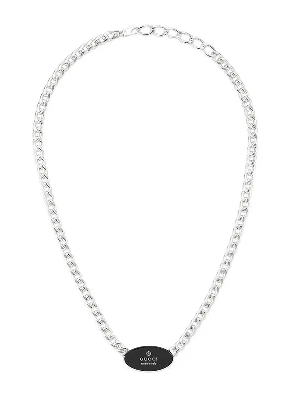 Gucci Trademark Sterling Silver & Enamel Logo Necklace