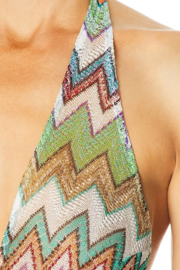Missoni Short Romper With Plunging V-neck And Halterneck - Multicolor With White Base