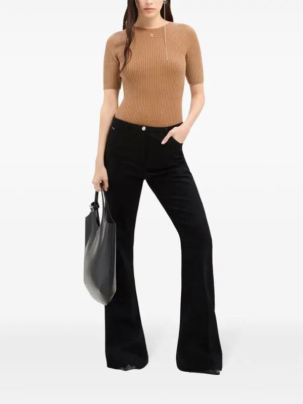 COURREGES Solar Ribbed Knit Sweater - Brown