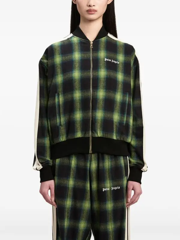 Palm Angels Logo-embroidered Plaid Bomber Jacket