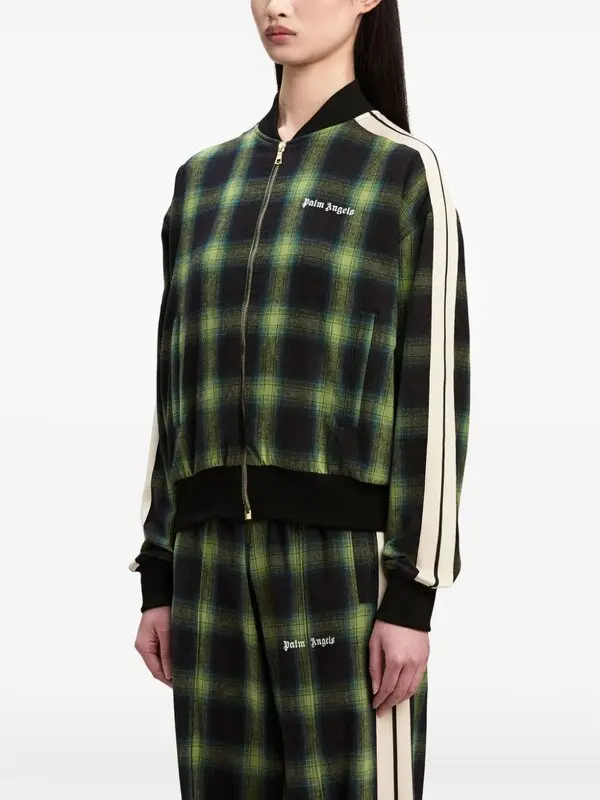 Palm Angels Logo-embroidered Plaid Bomber Jacket
