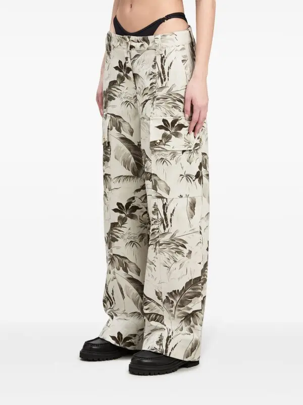 Palm Angels Jungle Wide-leg Cargo Trousers