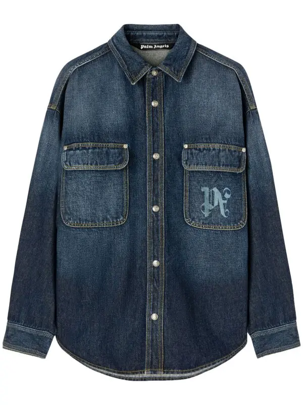 Palm Angels Logo-print Denim Shirt