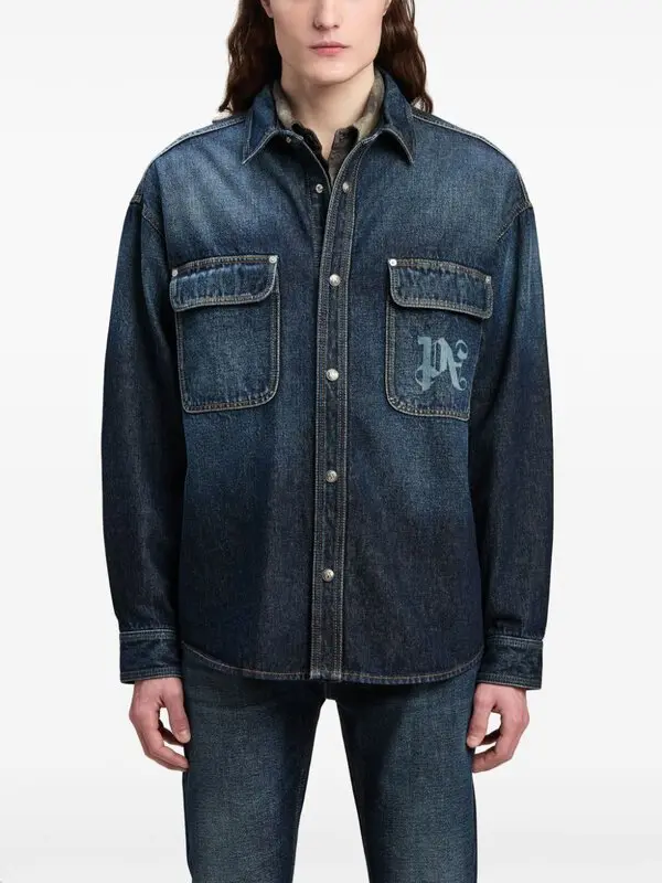 Palm Angels Logo-print Denim Shirt
