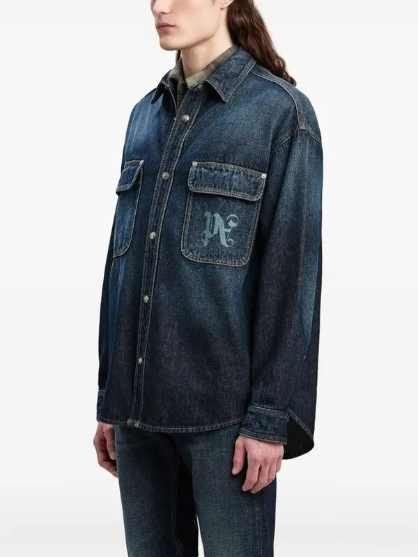 Palm Angels Logo-print Denim Shirt