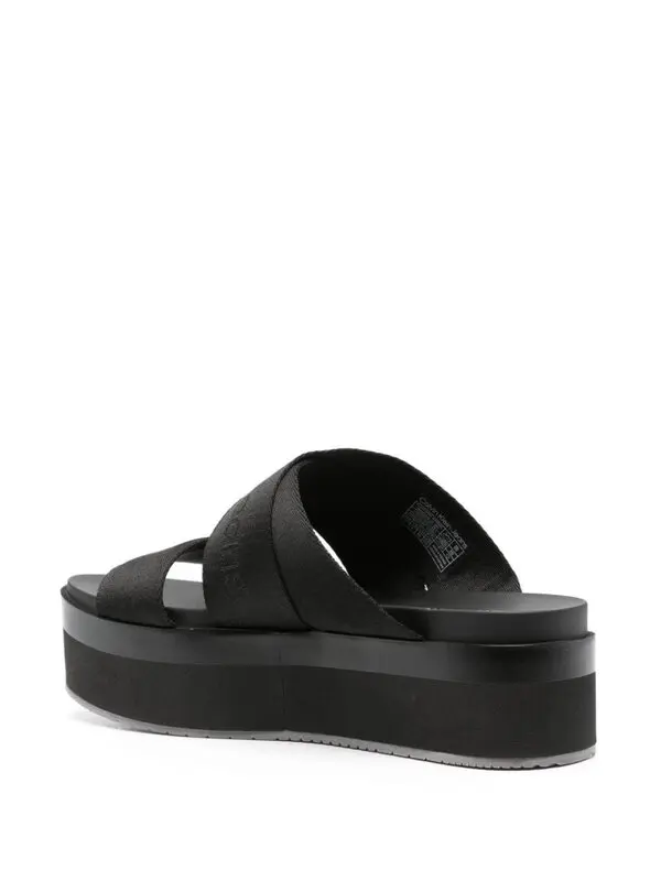 Calvin Klein Logo Jacquard Flatform Sandals - Black