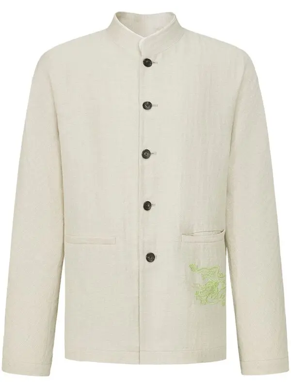 Shanghai Tang Dragon-embroidered Herringbone Jacket