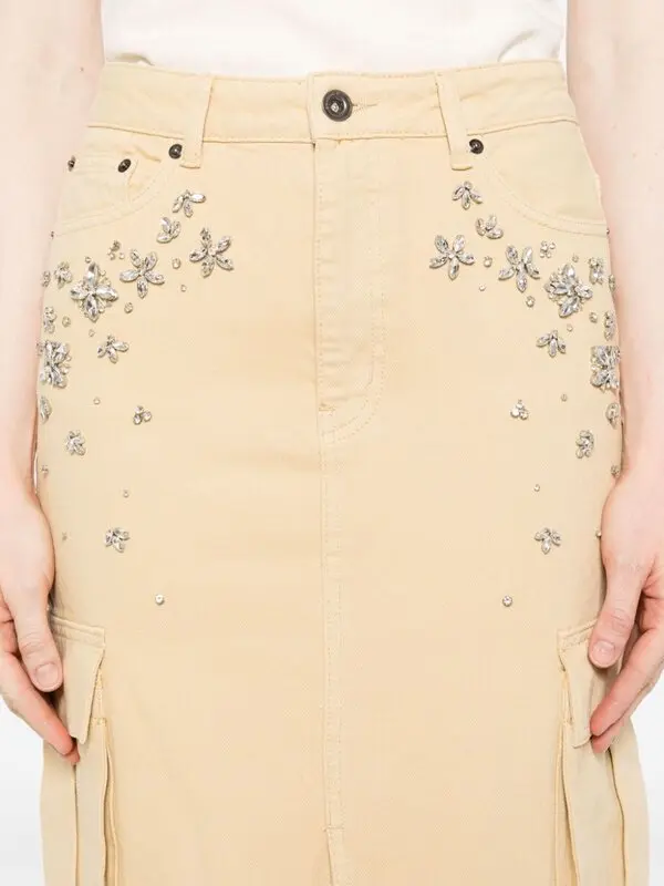 SELF-PORTRAIT Gem-embellished Denim Maxi Skirt