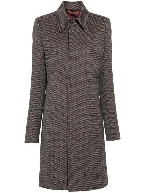 Victoria Beckham Jacquard Single-breasted Coat - Brown
