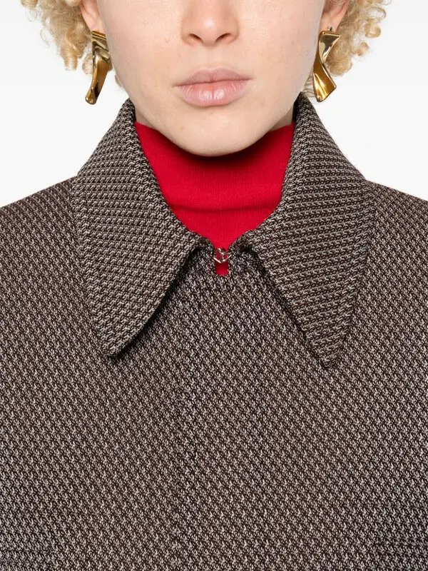 Victoria Beckham Jacquard Single-breasted Coat - Brown