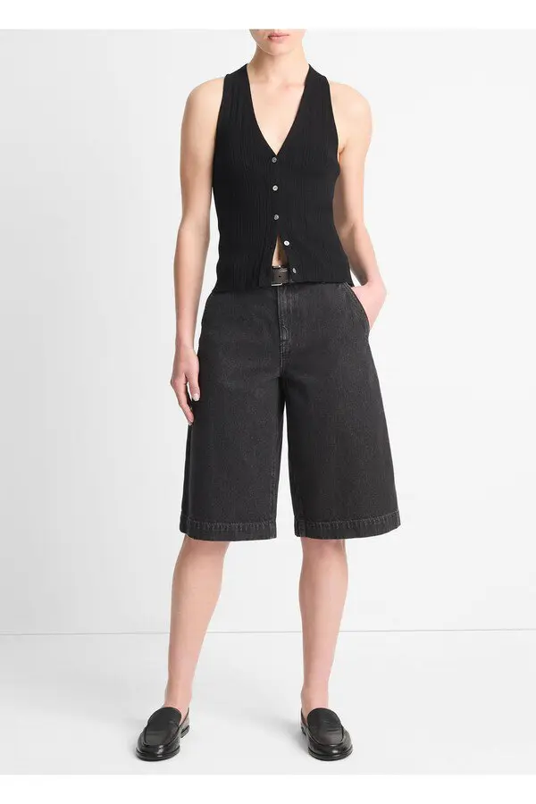 Vince Cotton Mid-rise Longline Short