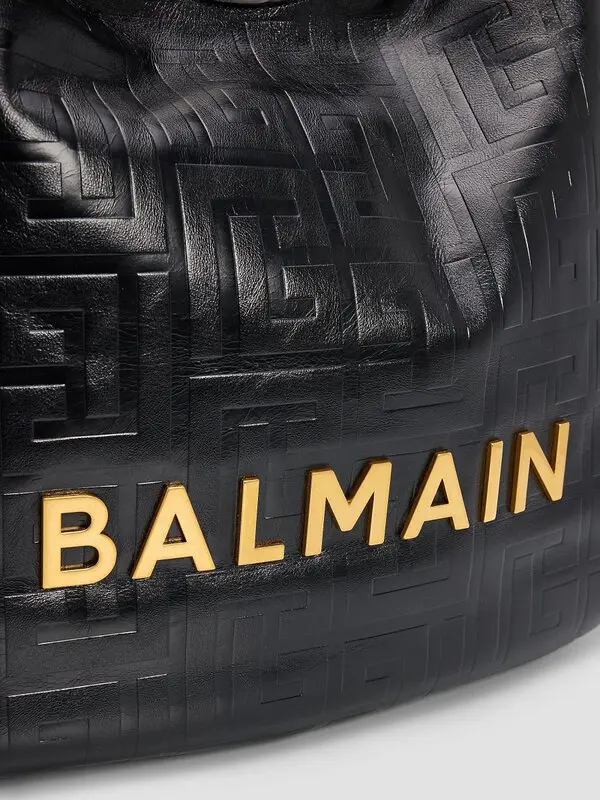 Balmain 1945 Soft Cabas Embossed Leather Hobo Bag - Noir