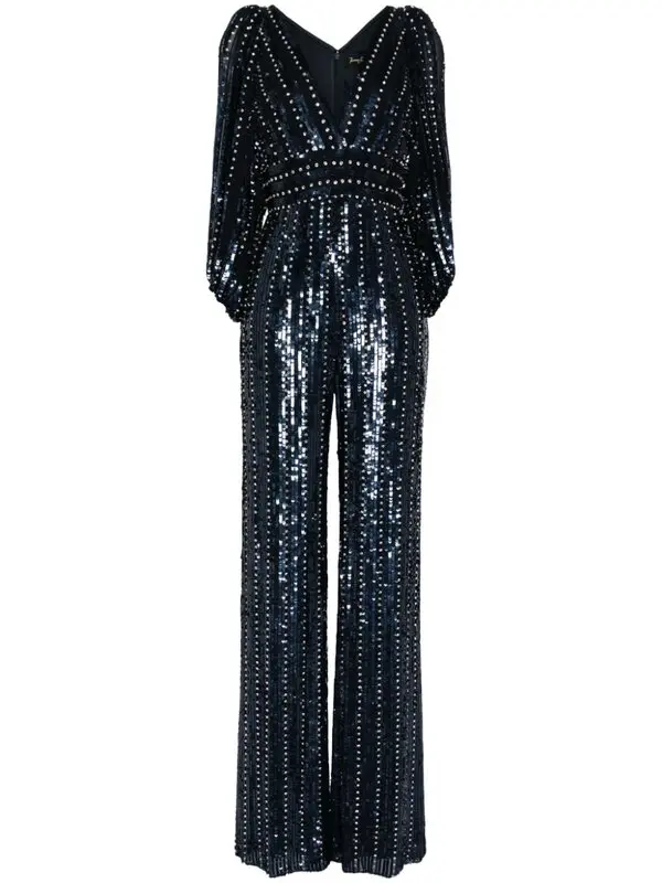 Jenny Packham Boogie Sequin-embellished Jumpsuit - Blue