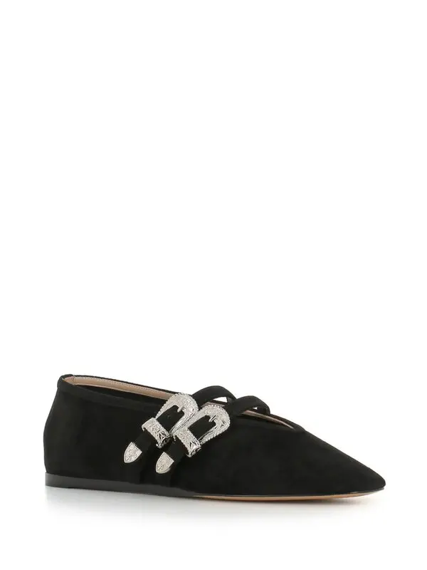 Le Monde Beryl Claudia Buckled Ballerina Shoes - Black
