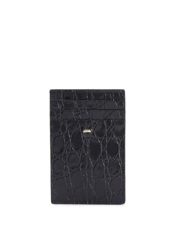 GIUSEPPE ZANOTTI Albert 2.0 Crocodile-print Leather Card Holder - Black