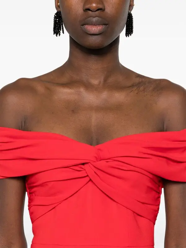 SELF-PORTRAIT Off-shoulder Crepe Midi Dress