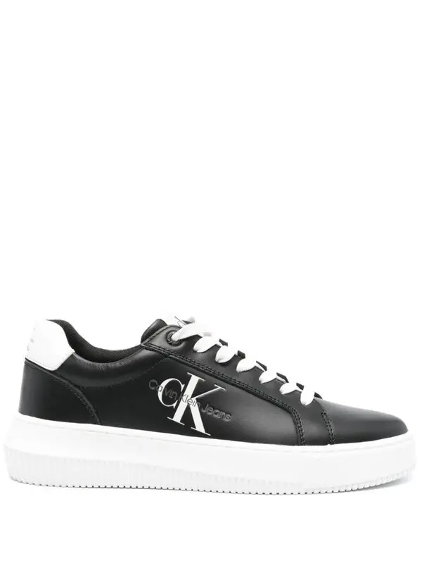 Calvin Klein Logo-print Leather Sneakers - Black