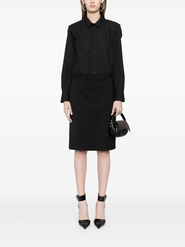 Helmut Lang Straight Wool Skirt - Black
