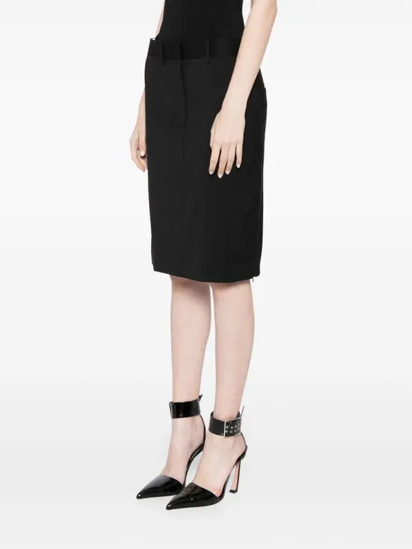 Helmut Lang Straight Wool Skirt - Black