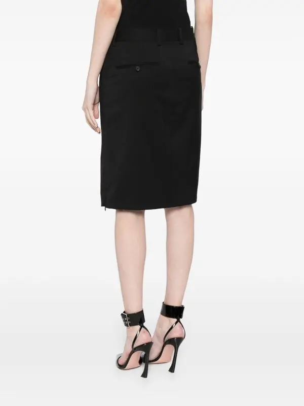 Helmut Lang Straight Wool Skirt - Black