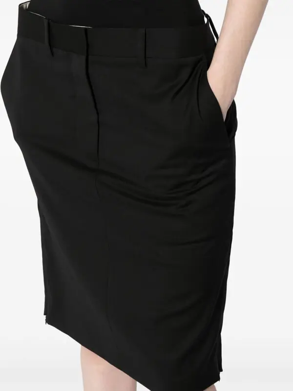 Helmut Lang Straight Wool Skirt - Black