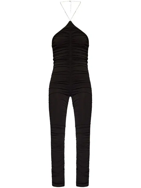 Attico Chain-link Halterneck Jumpsuit - Black