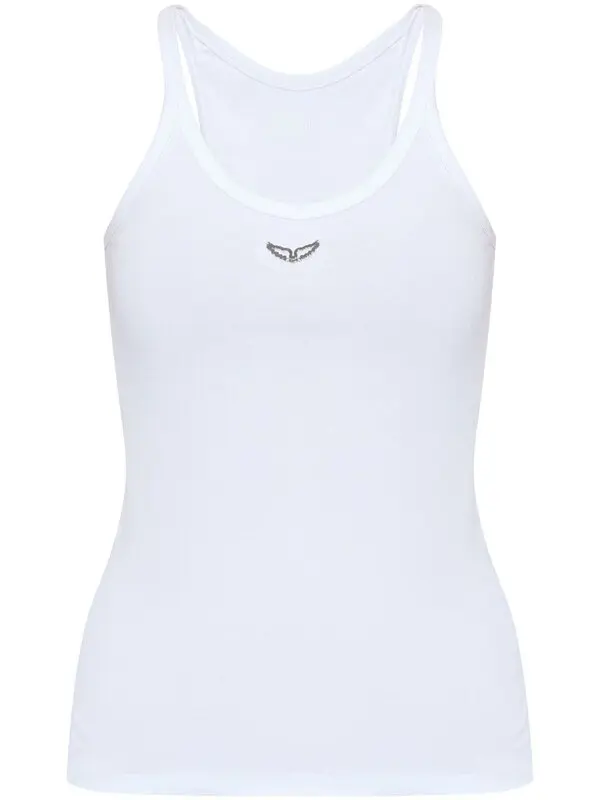 Zadig&Voltaire Alba Logo Plaque Cotton Tank Top - White