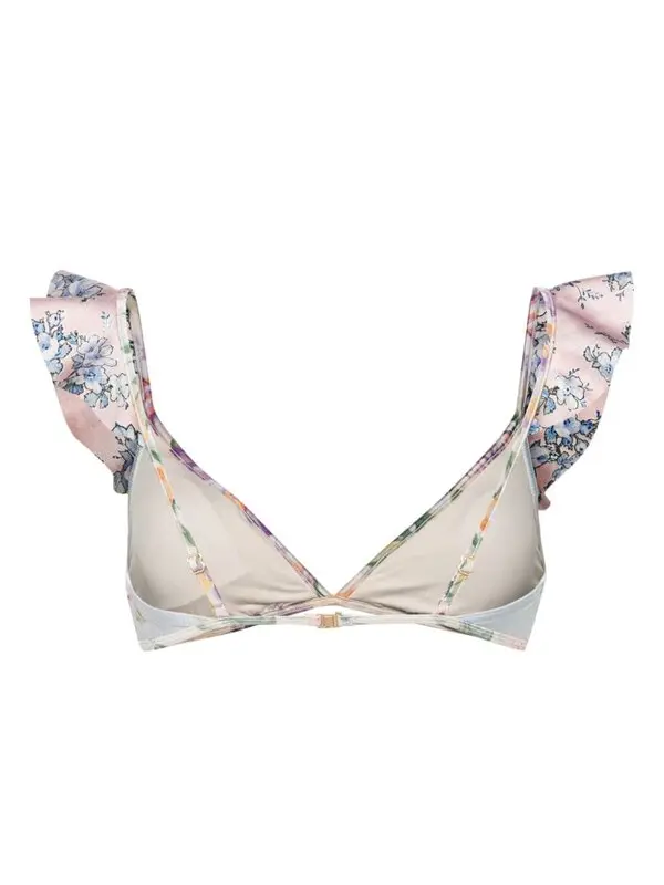 Zimmermann Halliday Spliced Frill Bikini Top - Pink